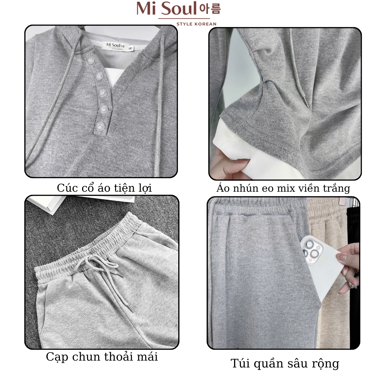 Women's Rabbit Fur Long-Sleeved Set with Hooded Button Collar with ...