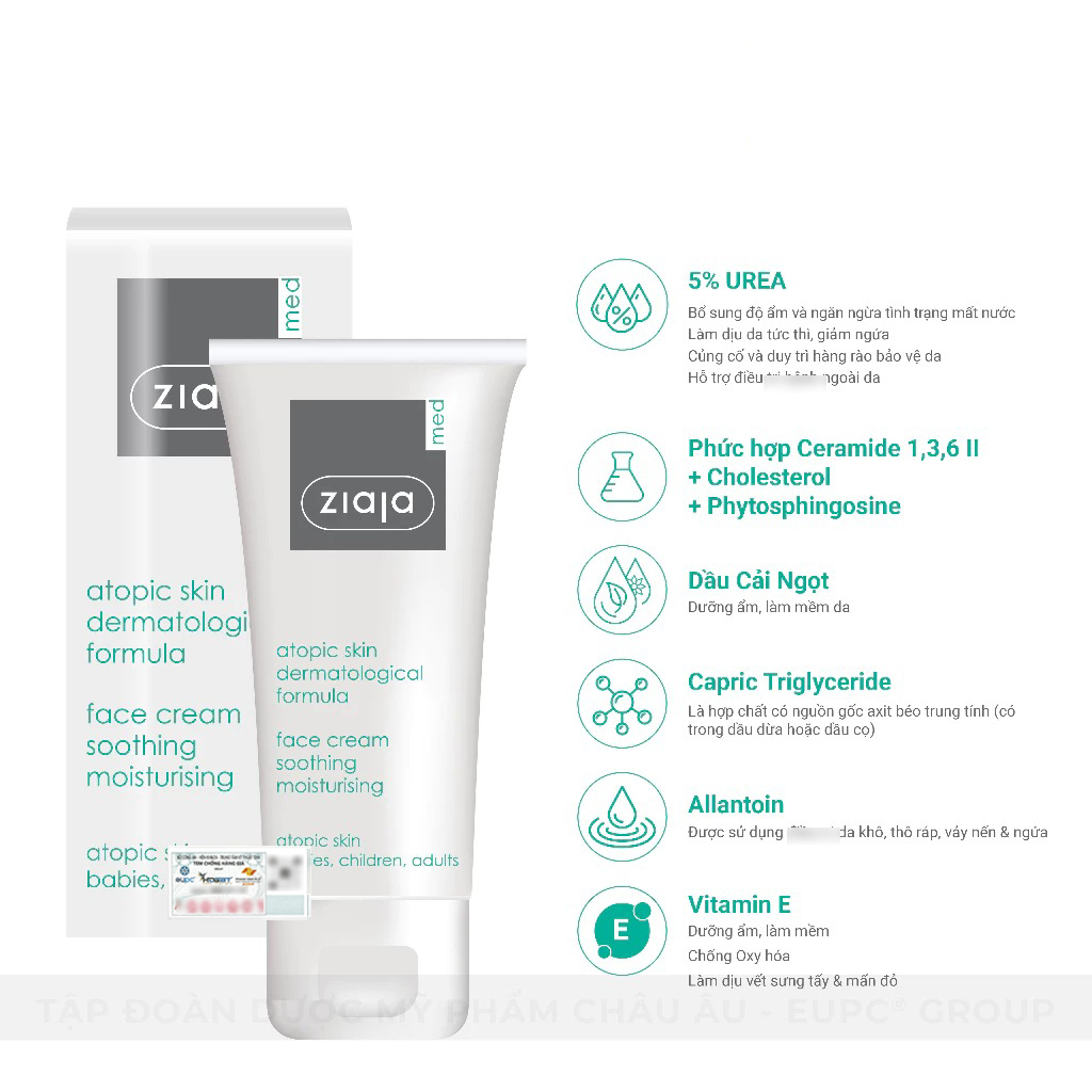 Ziaja Med 5% Urea Gentle Moisturizing Cream 50ml, Atopic Skin ...