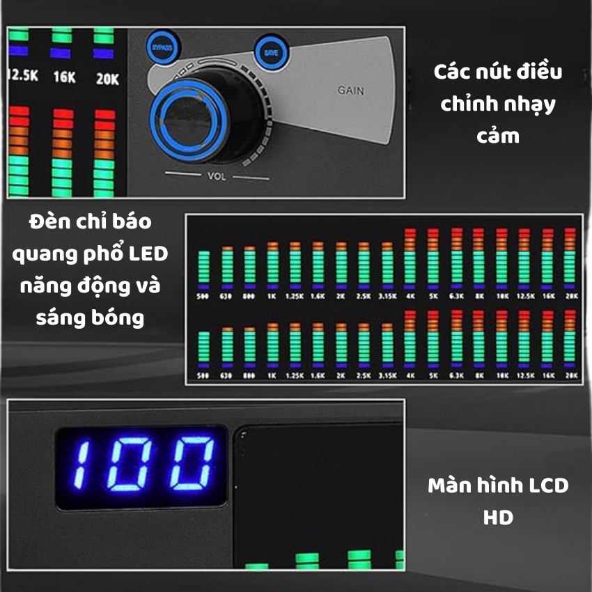 Gunssi EQ-2022 digital equalizer, professional graphic equalizer-LCD ...