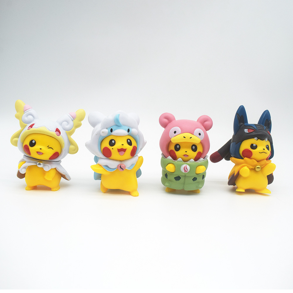 Set of 7 super cute transforming Pokemon Pikachu models, 6-10cm tall ...