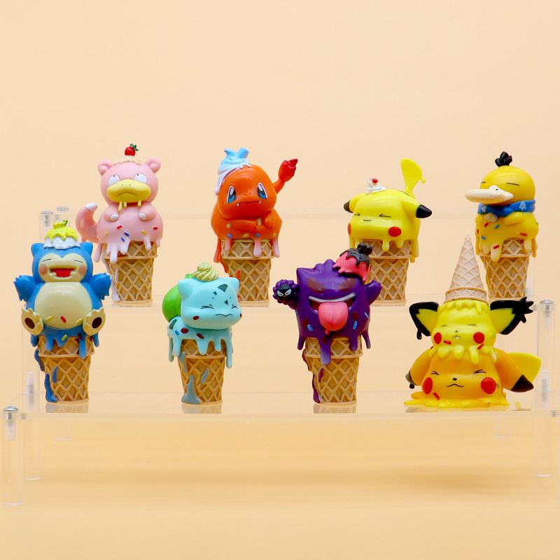 Set of 7 super cute transforming Pokemon Pikachu models, 6-10cm tall ...
