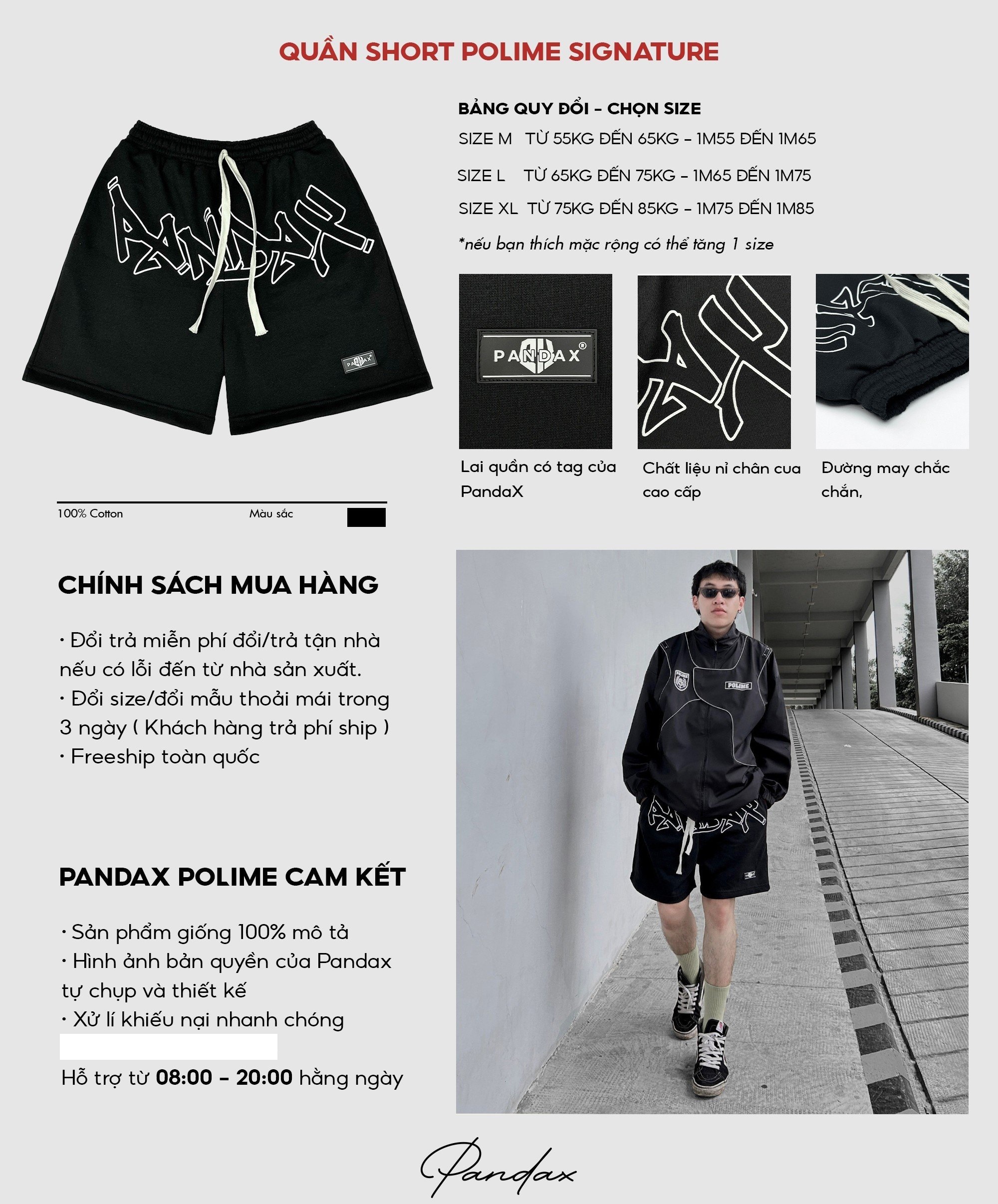 Men's felt shorts big size local brand Pandax signature high quality ...