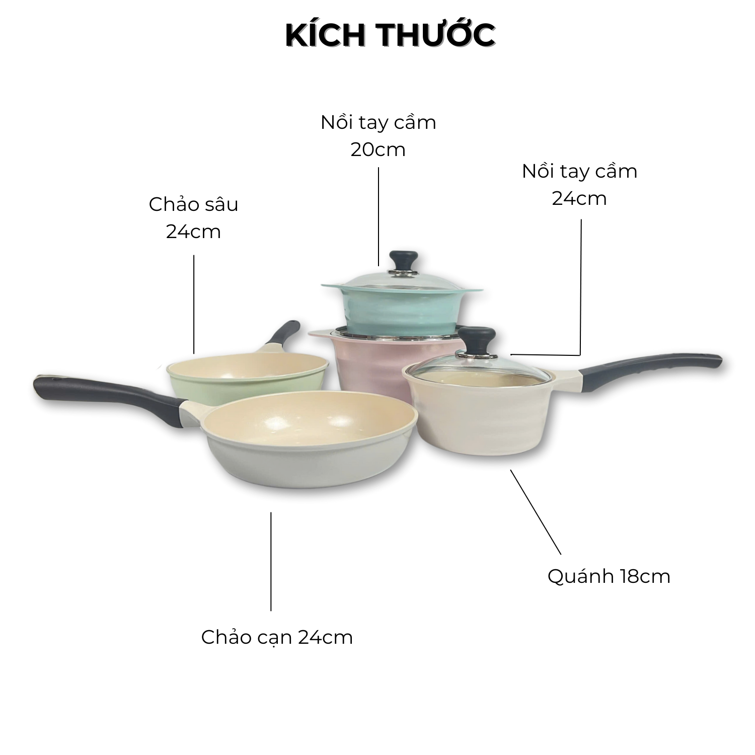 Ecoramic Premium Pots and Pans Set with Magnetic Bottom (Set of 3 - 4 ...