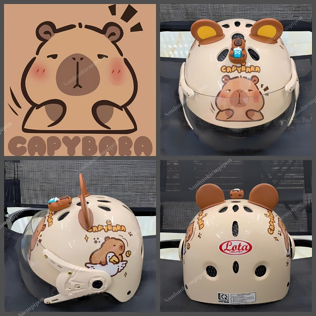 Capybara and Labubu children's helmets with genuine 3D stickers from ...