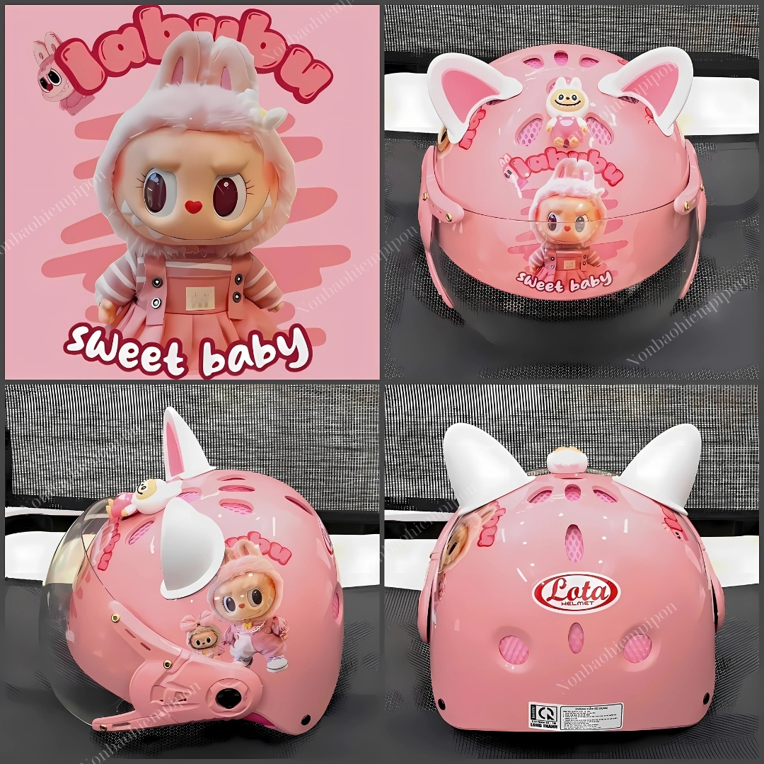 Lovely Labubu and Capybara children's helmets with genuine 3D stickers ...