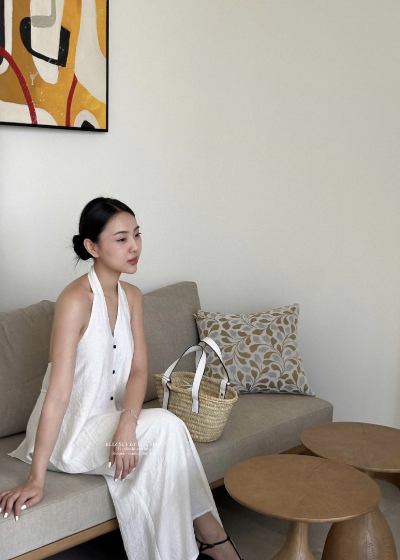 Eliz Set - Linen Set with Adjustable Strap Collar and Skirt (original ...