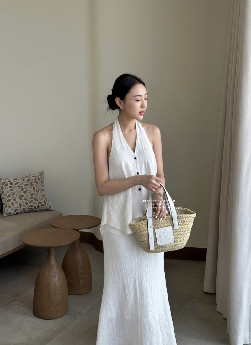 Eliz Set - Linen Set with Adjustable Strap Collar and Skirt (original ...