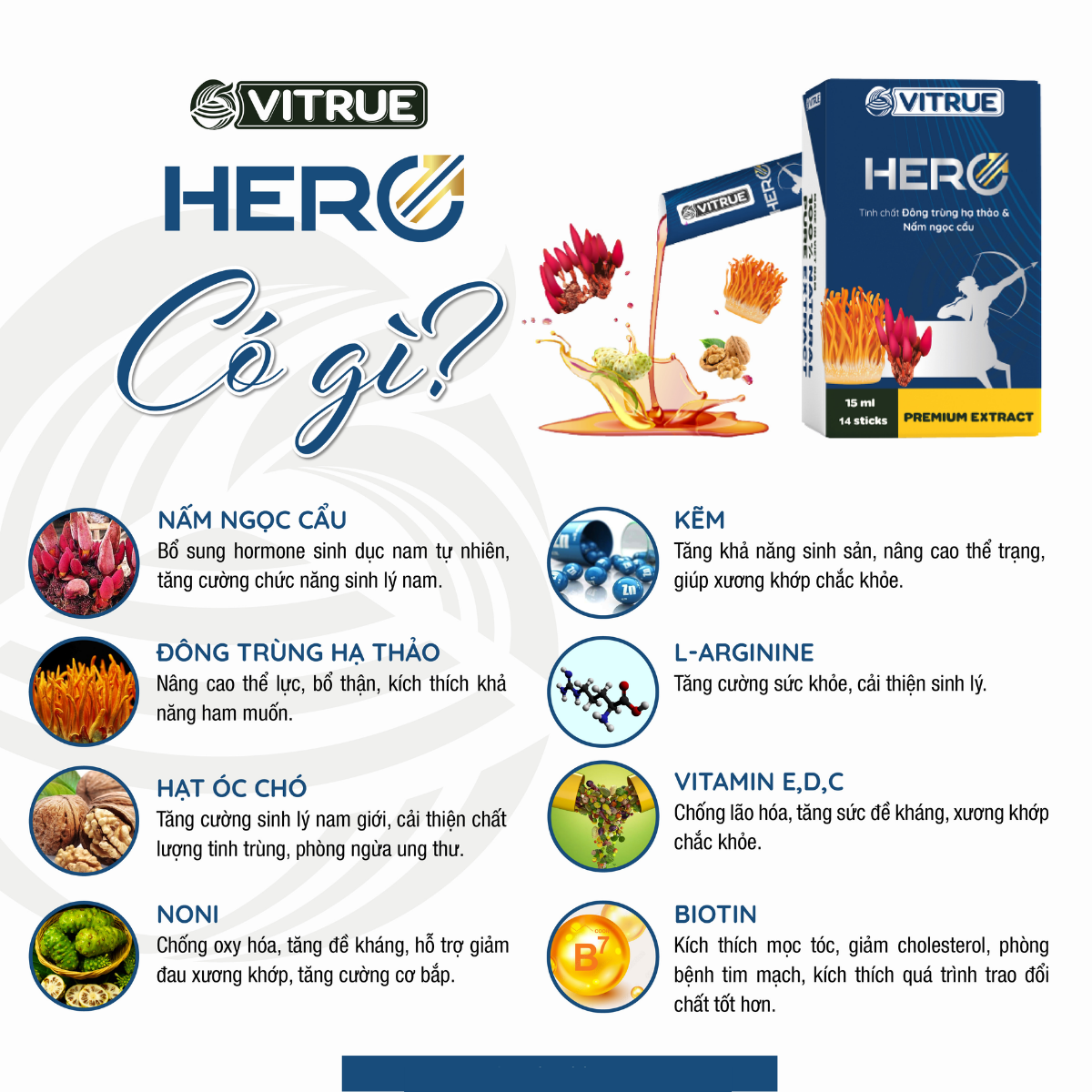 Vitrue Hero Cordyceps and Pearl Mushroom Essence Supplements Male ...
