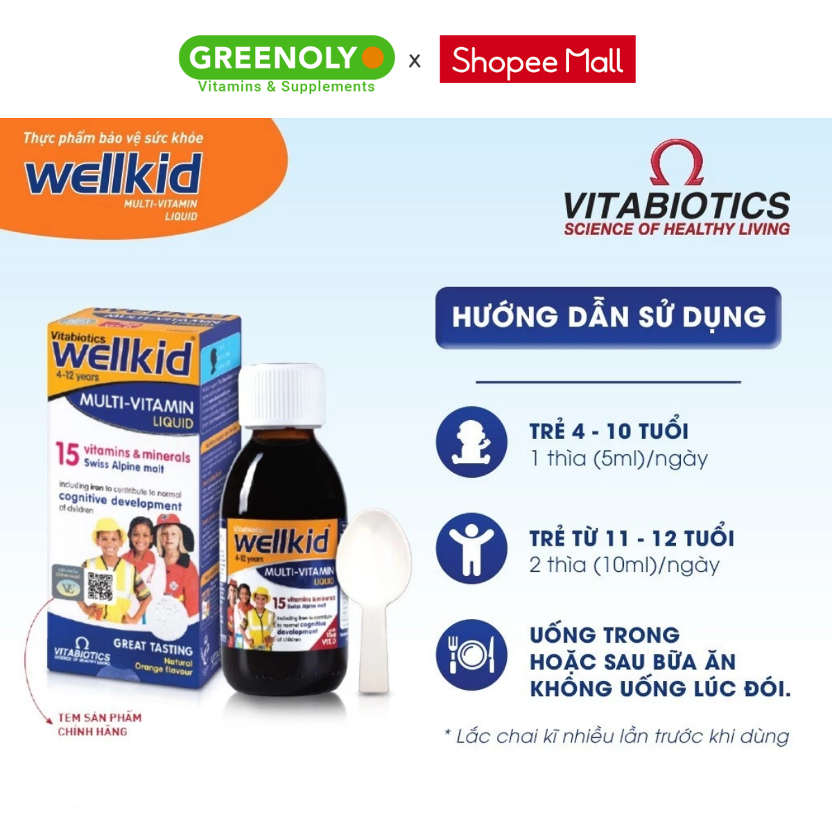 Vitabiotics WELLKID Multi-Vitamin Liquid Baby Syrup Enhances Immunity ...