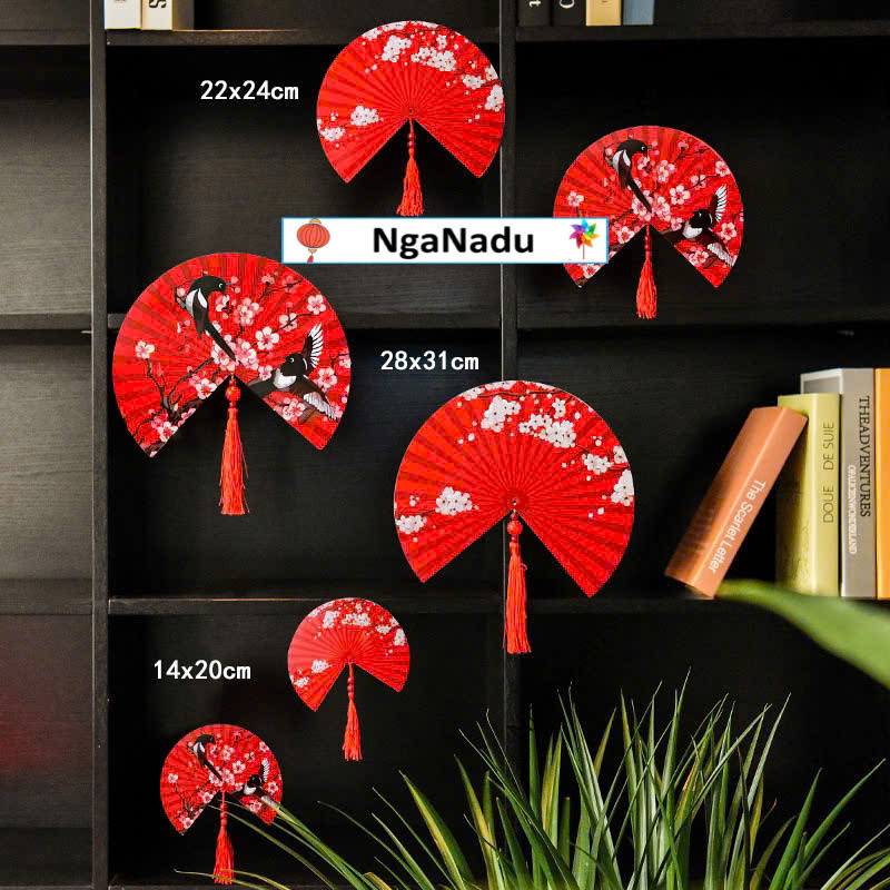 Set of 6 pre-folded paper fans for decoration CNY 2025,CNY, birthday ...