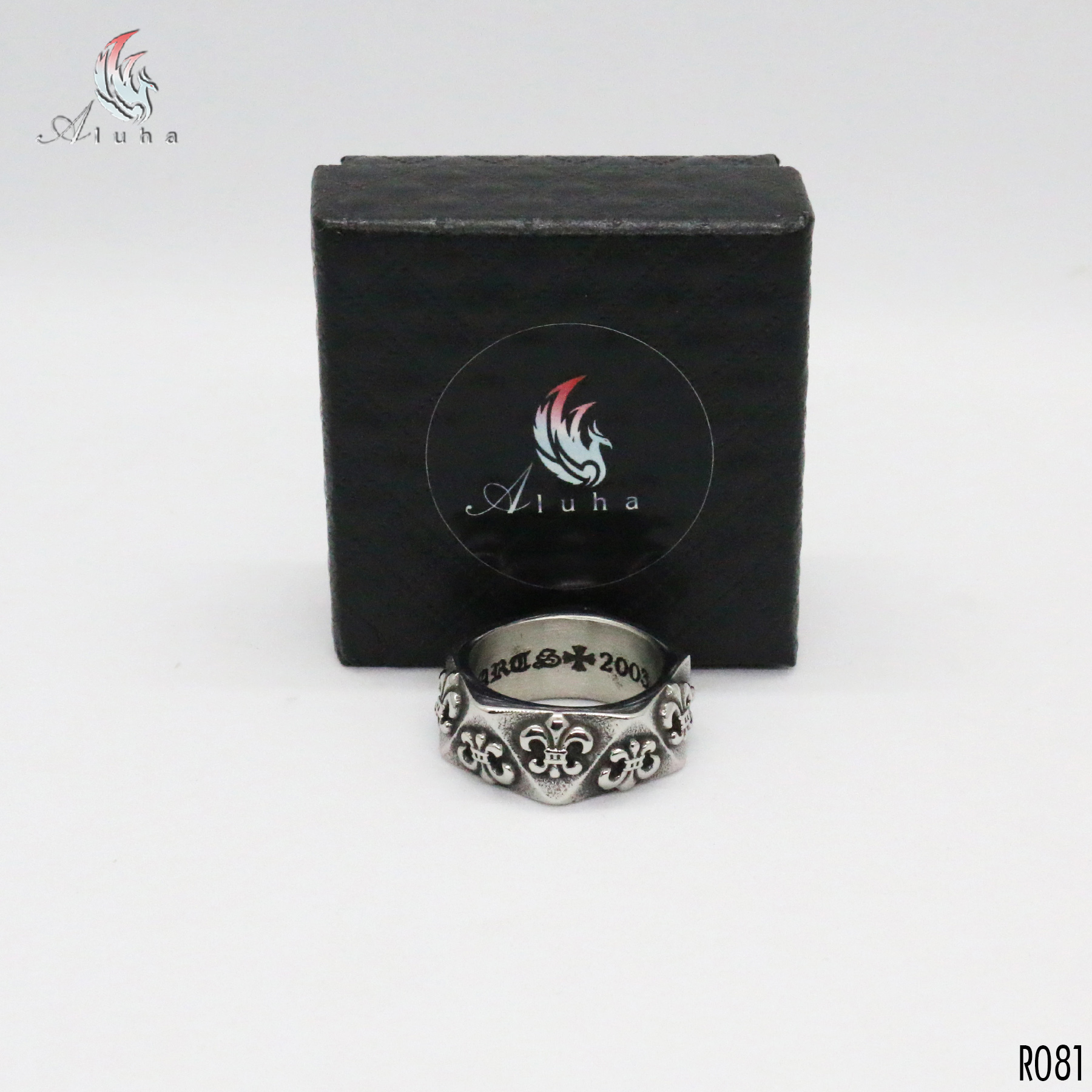 Chrome Heart PENTAGON BS FLEUR stainless titanium ring with unique ...