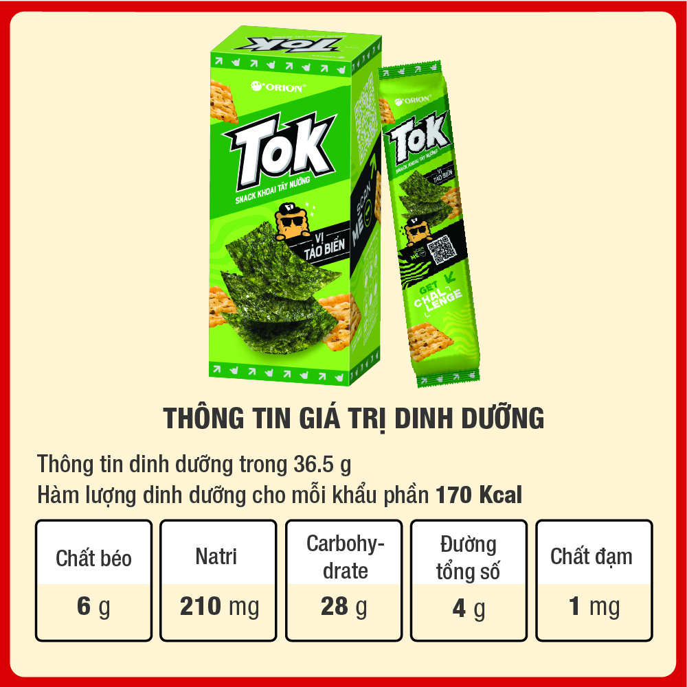 Box of 10 packs of Tok Orion Baked Potato Cakes with Seaweed flavor ...