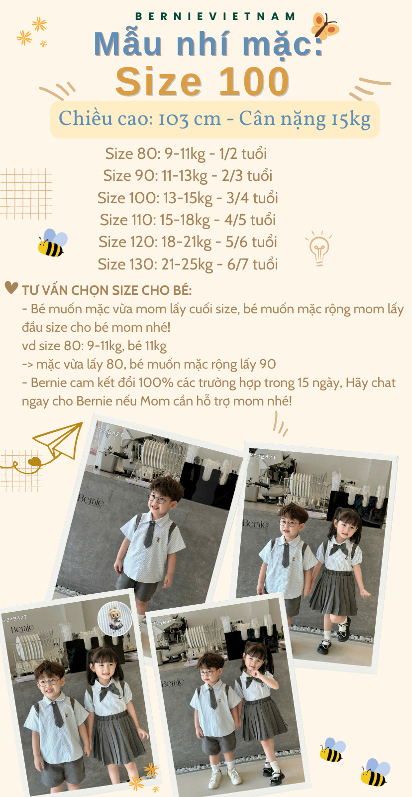 Bernie School Uniform Shirts With Bow Ties 0724B42 | Shopee Malaysia