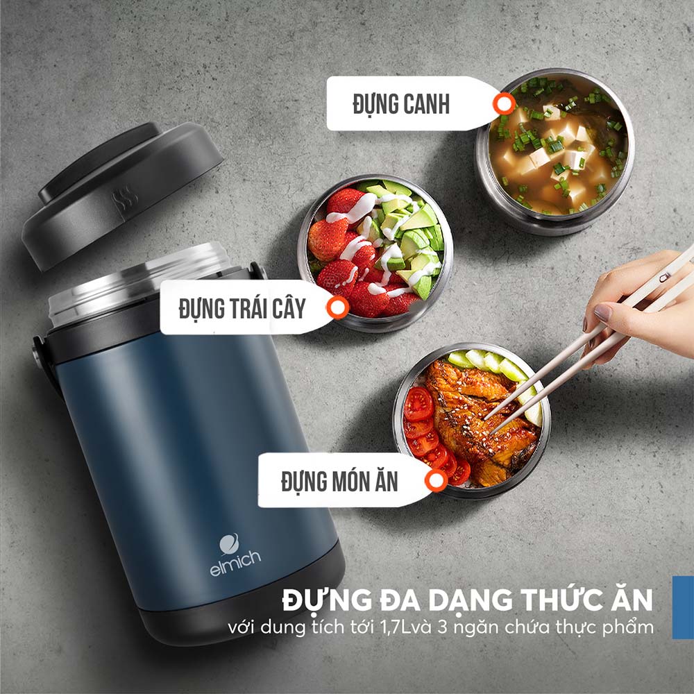 Elmich EL-8302 Thermal Lunch Box (Capacity 1700ml, 304 Stainless Steel ...