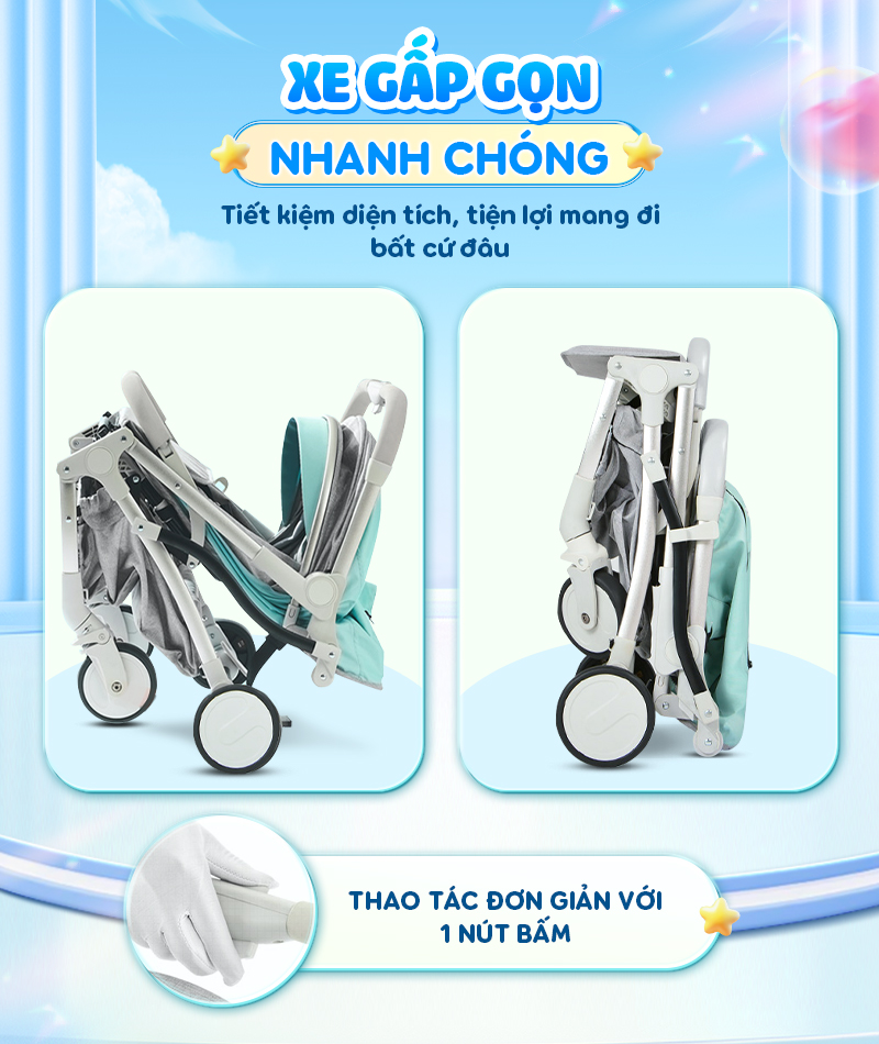 Chilux A320 folding stroller - Large canopy with many steps, safe wheel ...