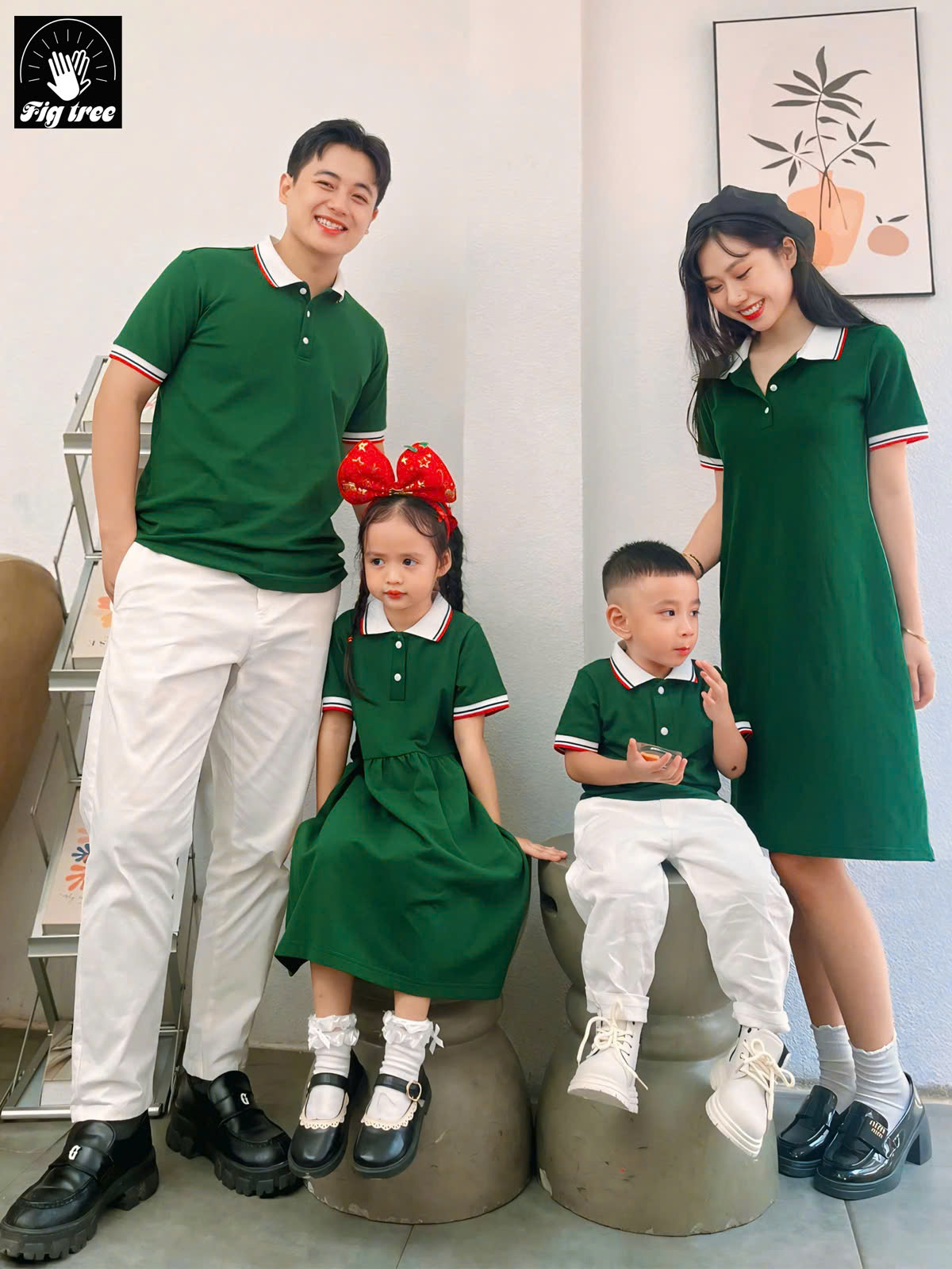 [Genuine] Fig Tree Family Uniform Combo Green Polo for Christmas & CNY ...