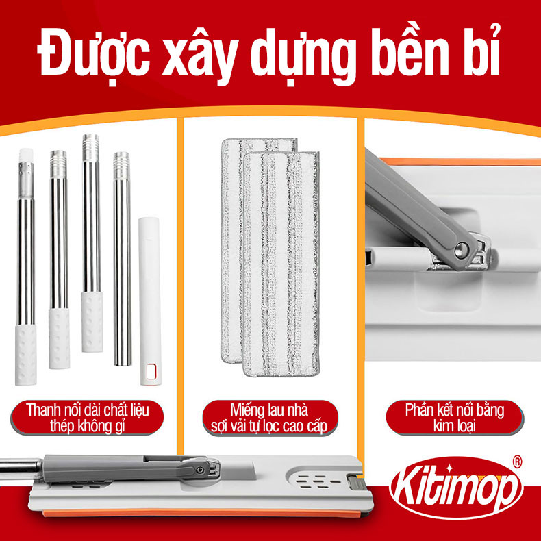 Kitimop-promax large mop set has a smart self-wringing mop bucket with ...