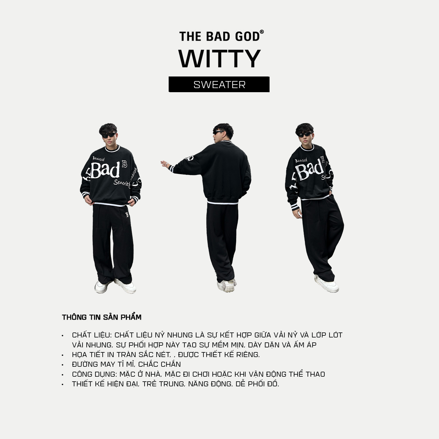 The Bad God Monogram Witty Velvet Sweater for Men and Women Boxy Form ...