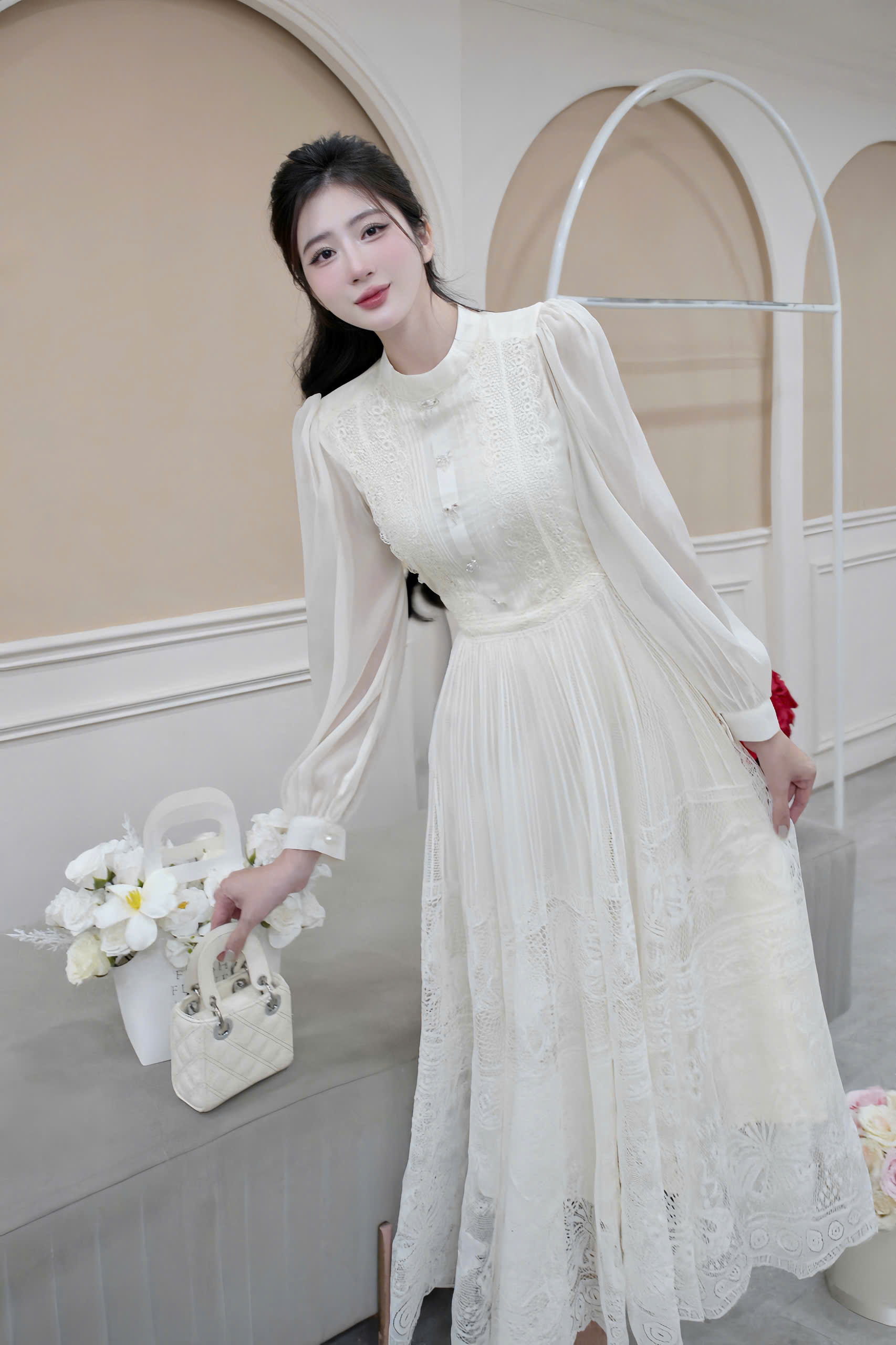 Dress designed by Lace DESIGN brand by Hand-stitched silk with ...