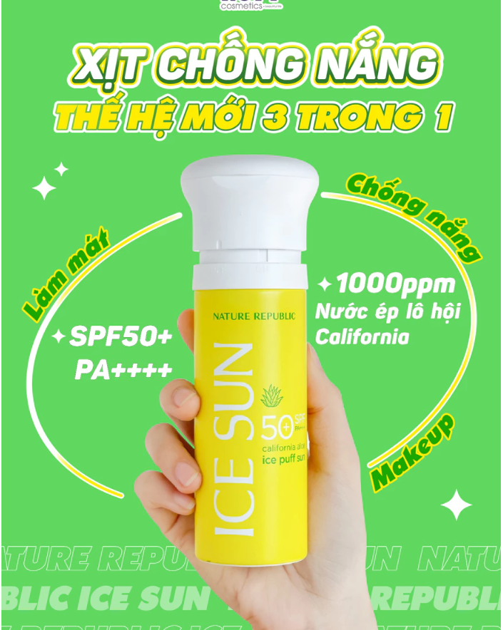 Nature Republic Ice Sun California Aloe Ice Puff Sun Sunscreen SPF50 PA ...