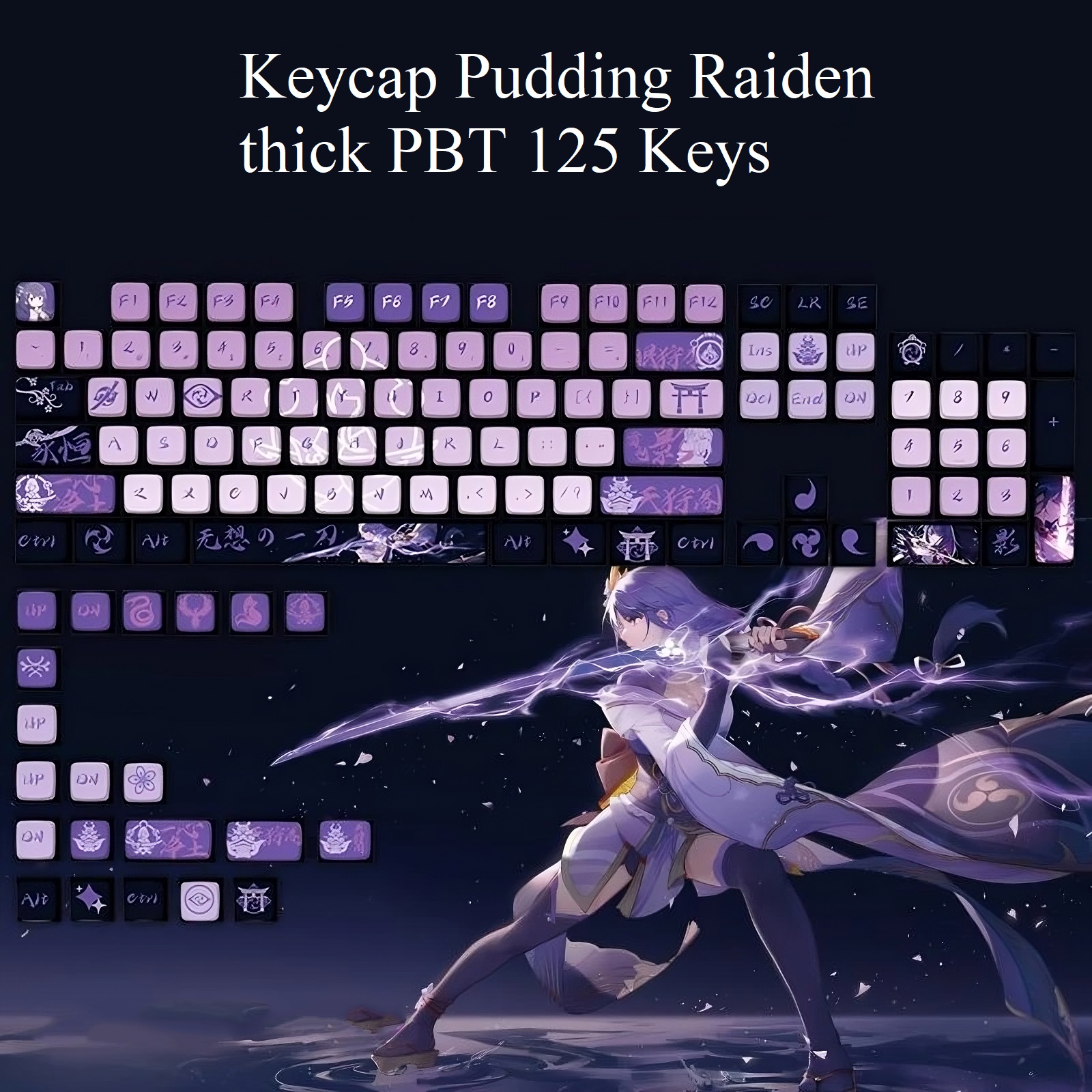 Keycap Genshin Impact Raiden Xiao Yoimiya Pudding 125 keys Thick PBT ...