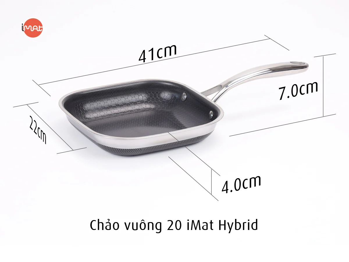 Imat Hybrid 20cm square frying pan with black Ceramic non-stick coating ...