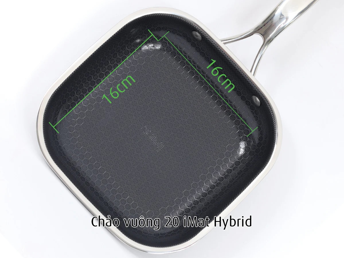 Imat Hybrid 20cm square frying pan with black Ceramic non-stick coating ...