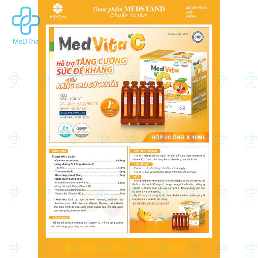 Medvita C Medstand - Vitamin C Supplement, Supports Strengthening Immunity, Helps Improve Health ...