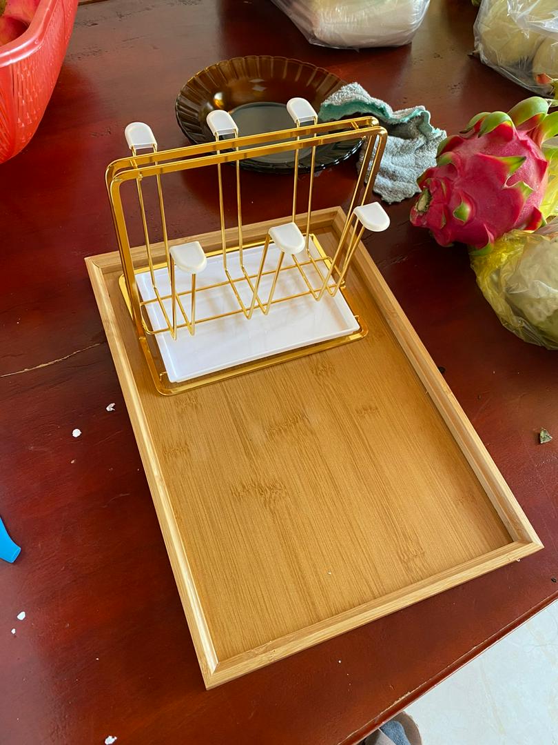 (AVAILABLE) Cup holder with bamboo wooden tray, cup holder with ...