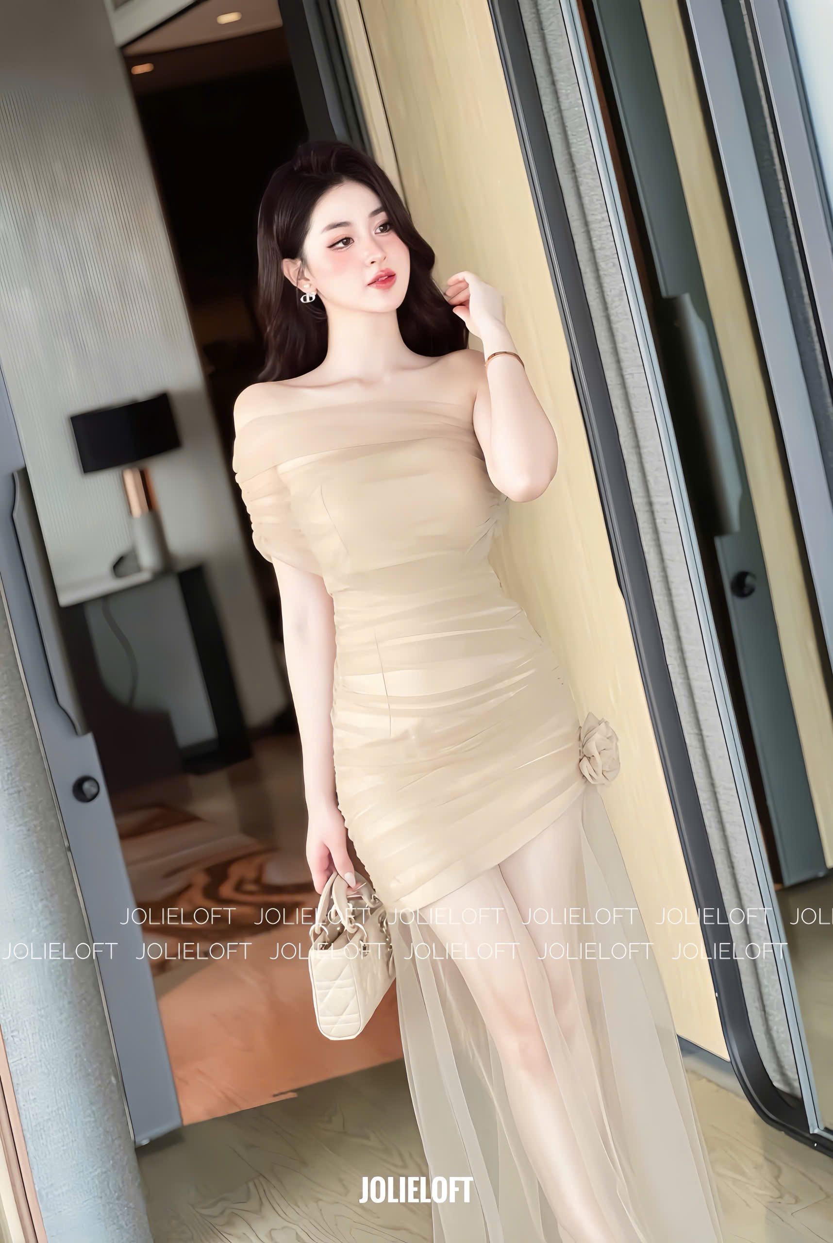 Y22 party bodycon dress, off-the-shoulder mesh dress (can be worn in ...
