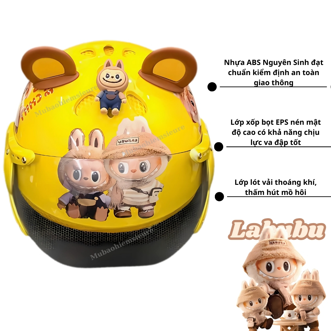 Labubu and Cabypara baby helmets with lovely 3D stickers, genuine Long ...