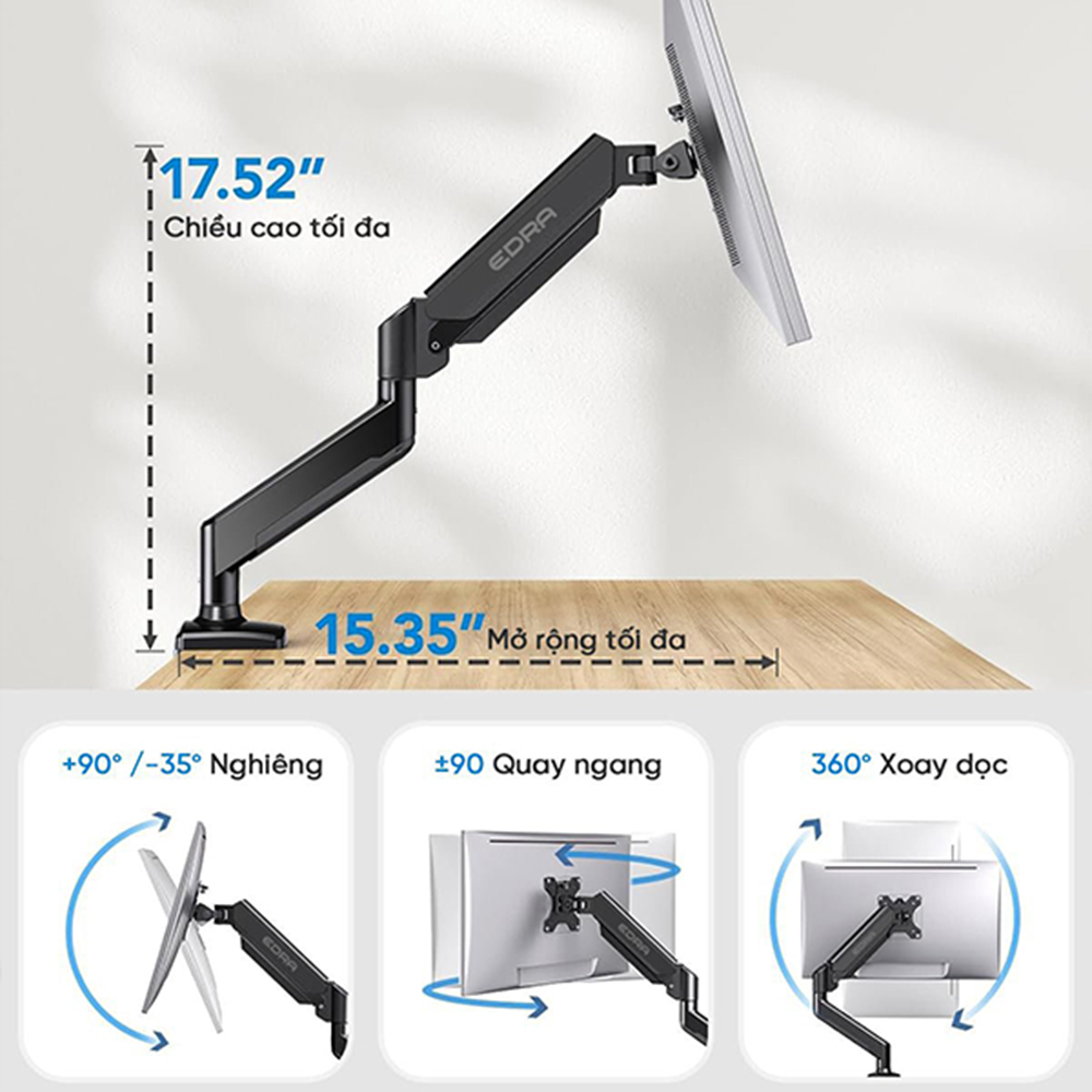 Arm EDRA EM7302 monitor mount supports 13 - 34 inch screens | Shopee ...