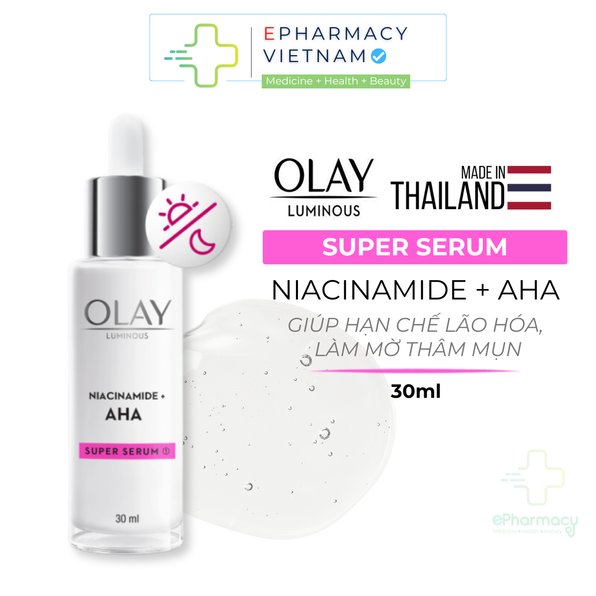 OLAY Luminous Niacinamide + AHA Super Serum Essence for Bright, Healthy ...