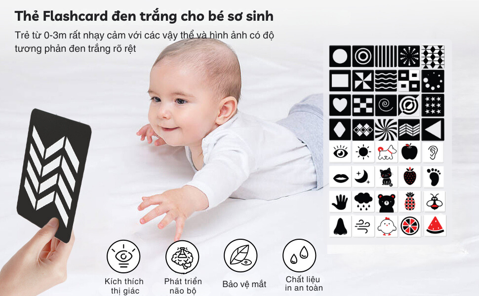 Visual stimulation card set for newborns, KaloToys black and white ...
