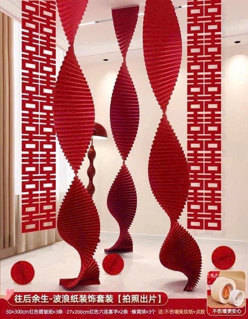 Set Letters CNY Red Velvet Fabric With Decorative Flowers 2025 Large ...