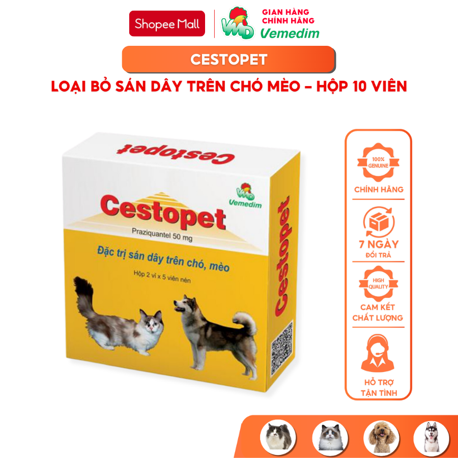 Vemedim Cestopet pills to prevent and remove tapeworms on dogs and cats ...