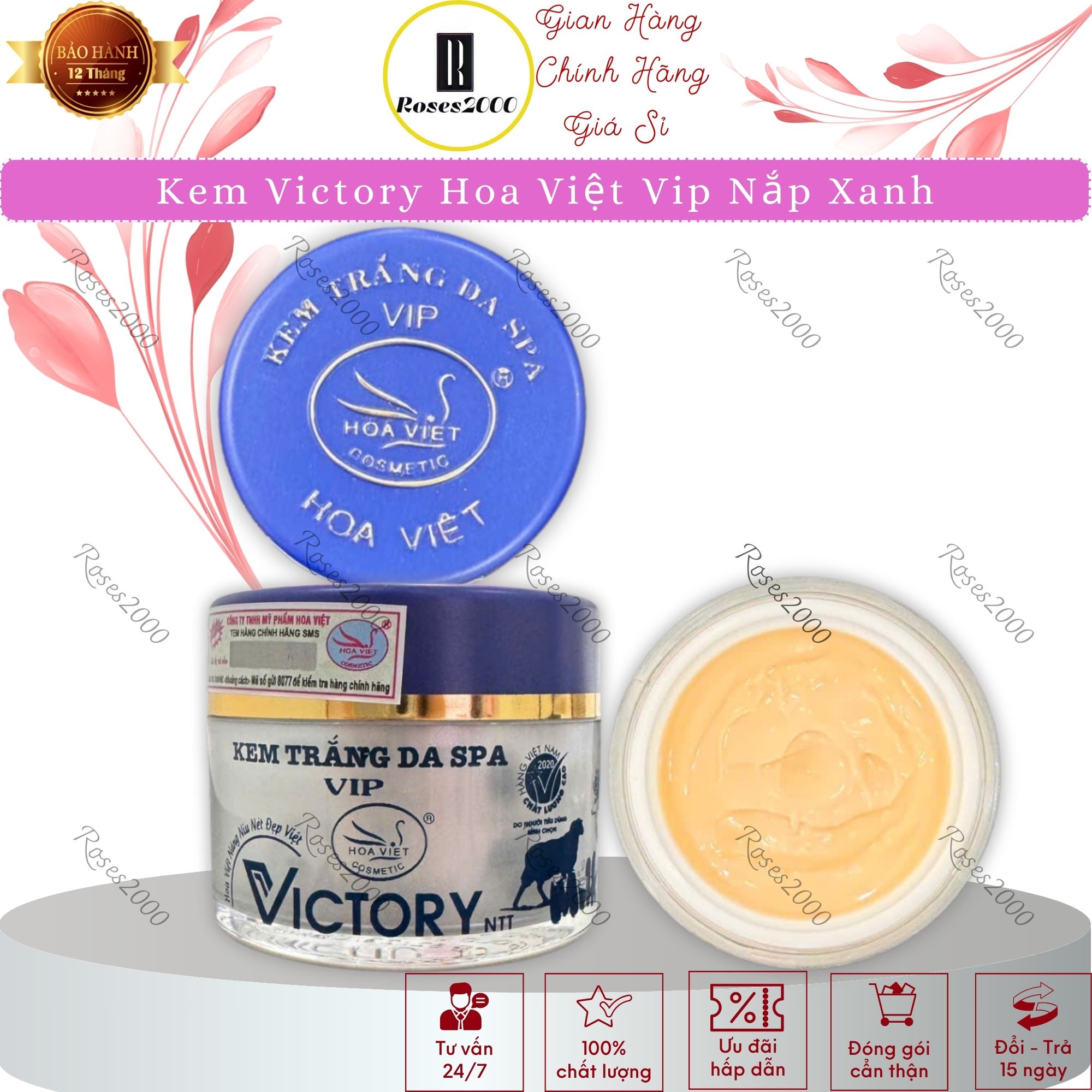 Victory Hoa Viet VIP Cream 14g Green Cap - Skin Whitening, Matte ...