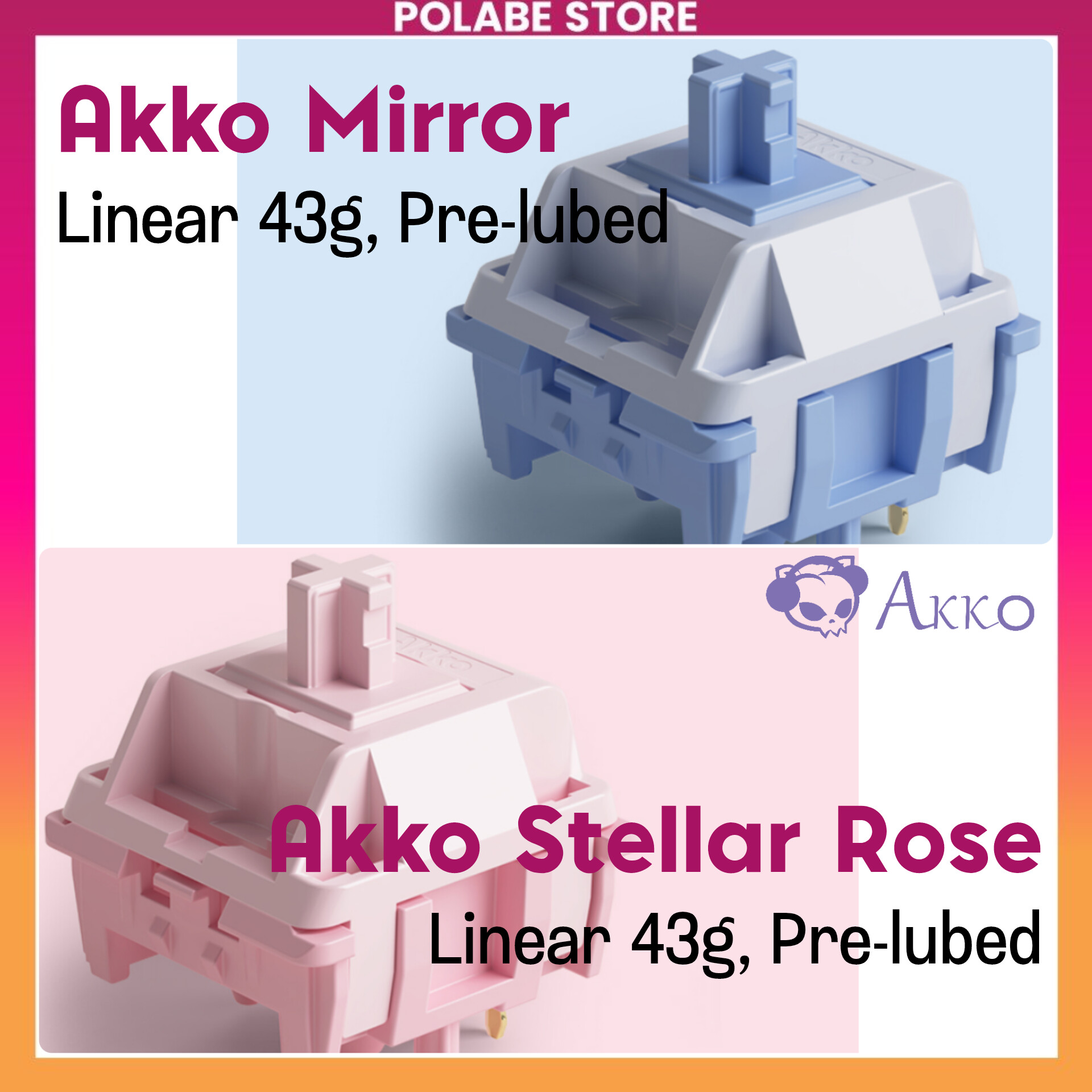 Akko Mirror Stellar Rose HMX linear Switch Mechanical Keyboard Switch ...
