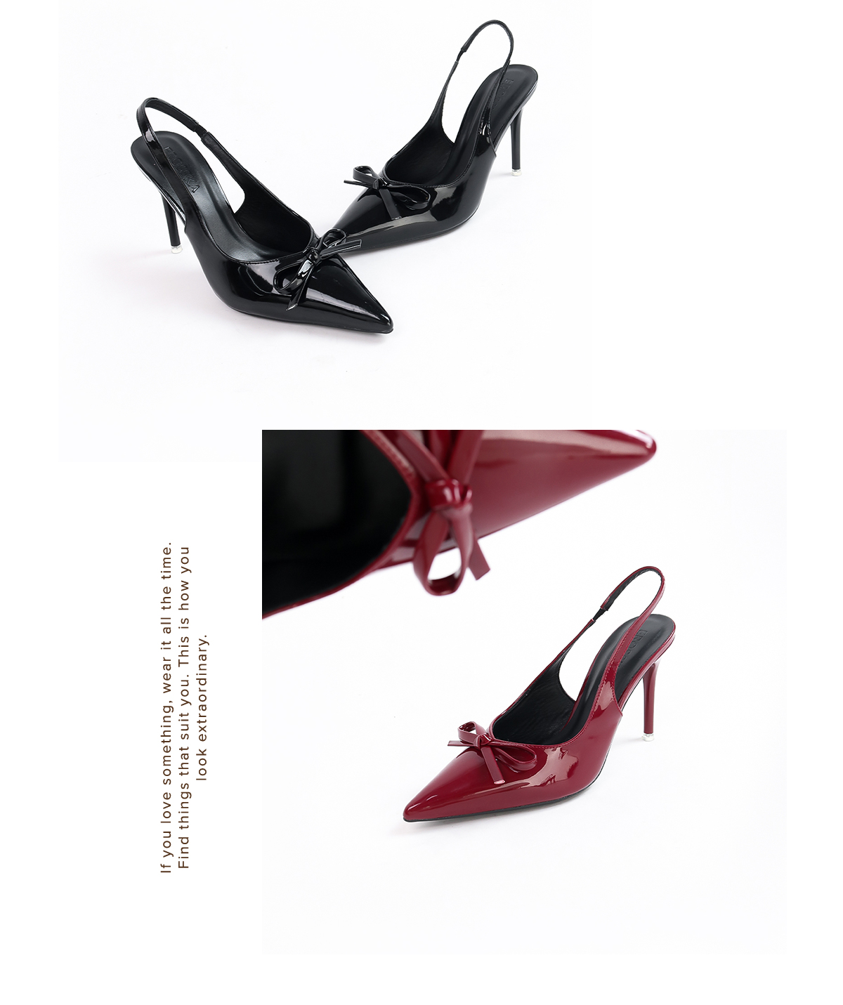 Erosska Pointed Toe Slingback High Heels With Bow Tie - Red (10cm ...
