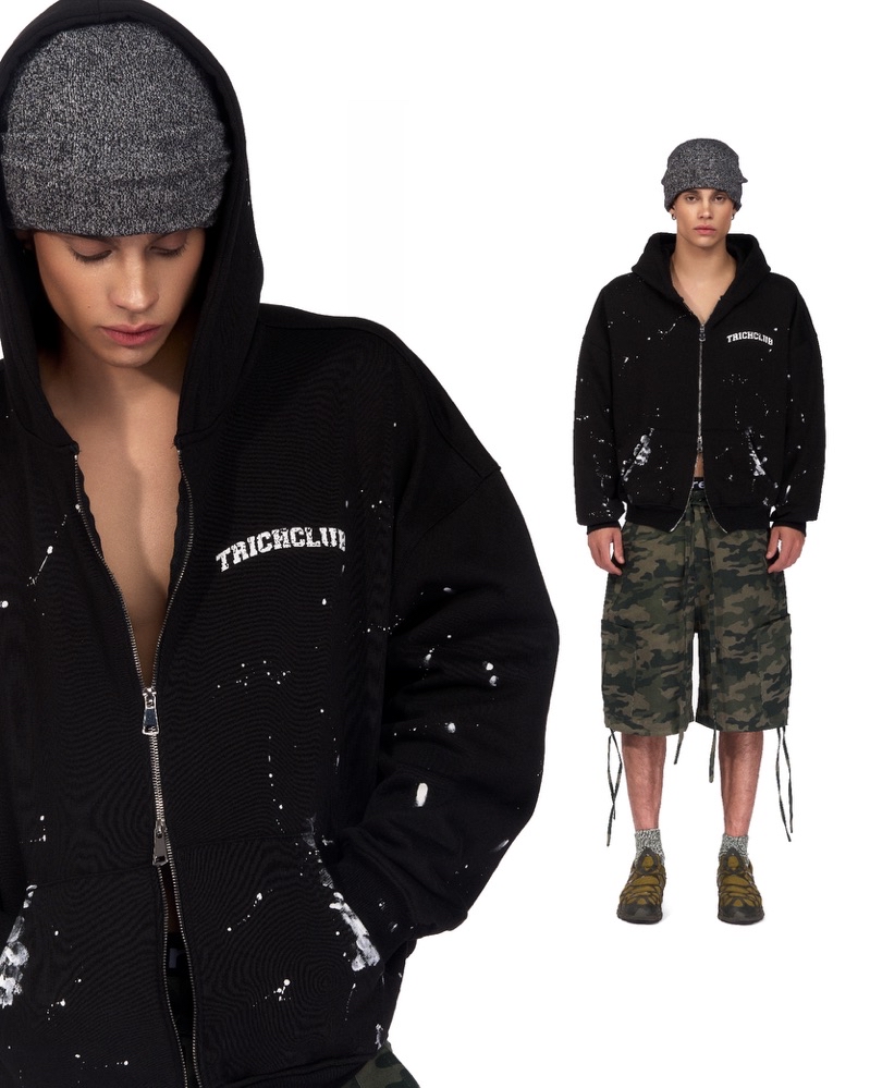 Stain-paint BOXY HOODIE ZIP (PAINTED ZIP SHIRT TRICH CLUB) | Shopee ...