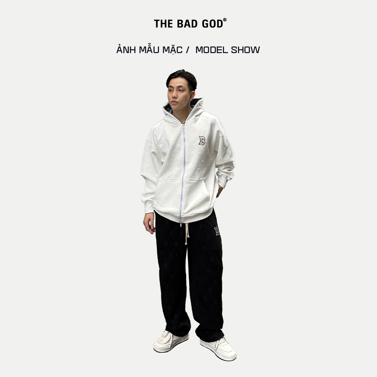 The Bad God Arcane Autumn Winter Embossed Letter B Zip Hoodie Jacket ...
