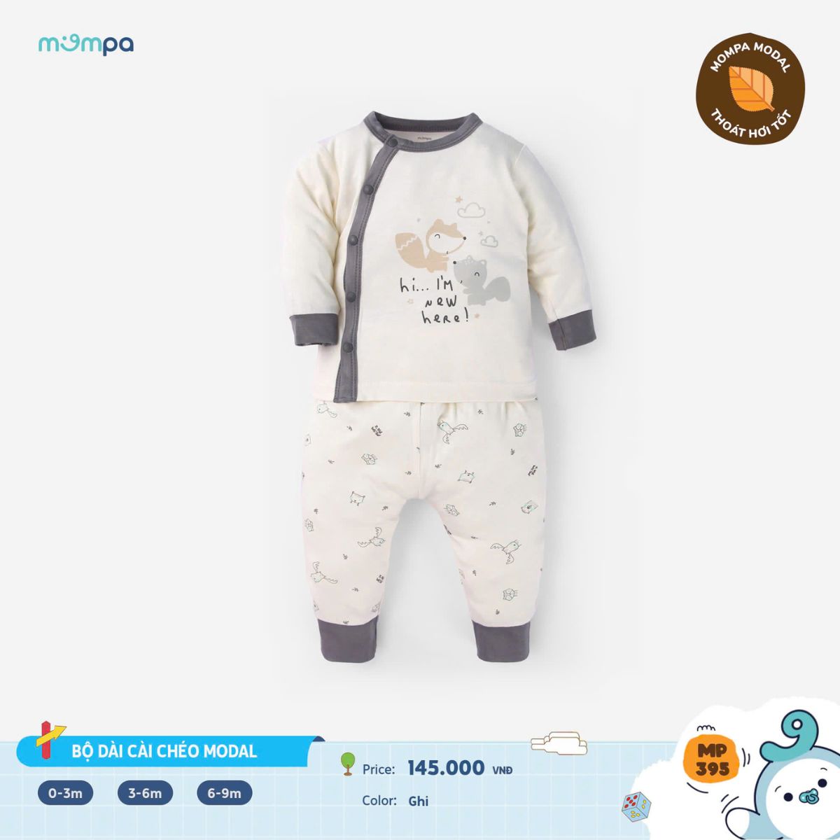Long-sleeved set for newborn babies Mompa 0-9 months with soft ...