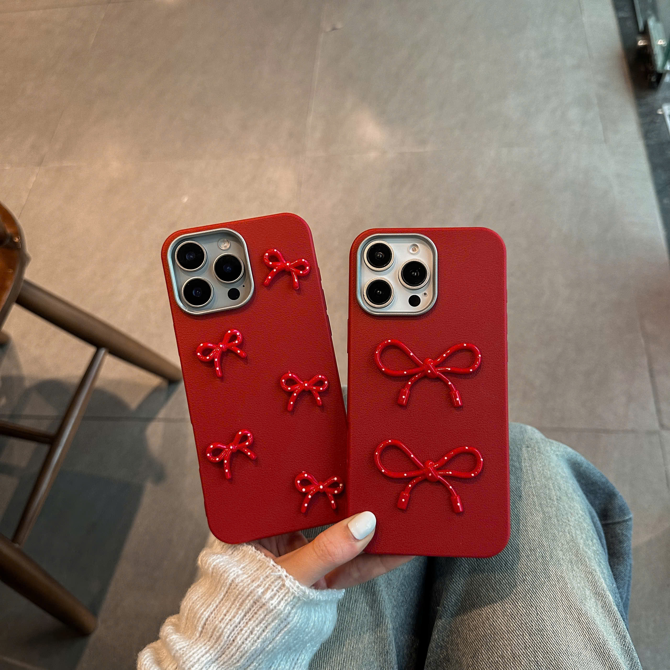 Basix iphone case with red and silver bow tie 7/8/plus/x/xs/11/12/13/14/15/16/pro/max/plus ...