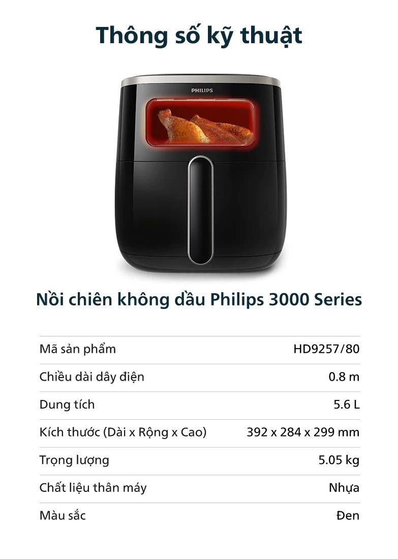 Philips Oil-Free Fryer with electronic glass surface HD9257/80 |5.6 ...