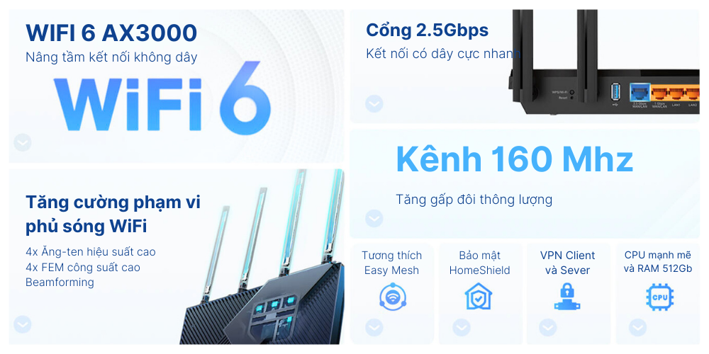 [AX3000] Archer AX55 Pro Wi-Fi 6 AX3000 Multi-Gigabit Router with ...