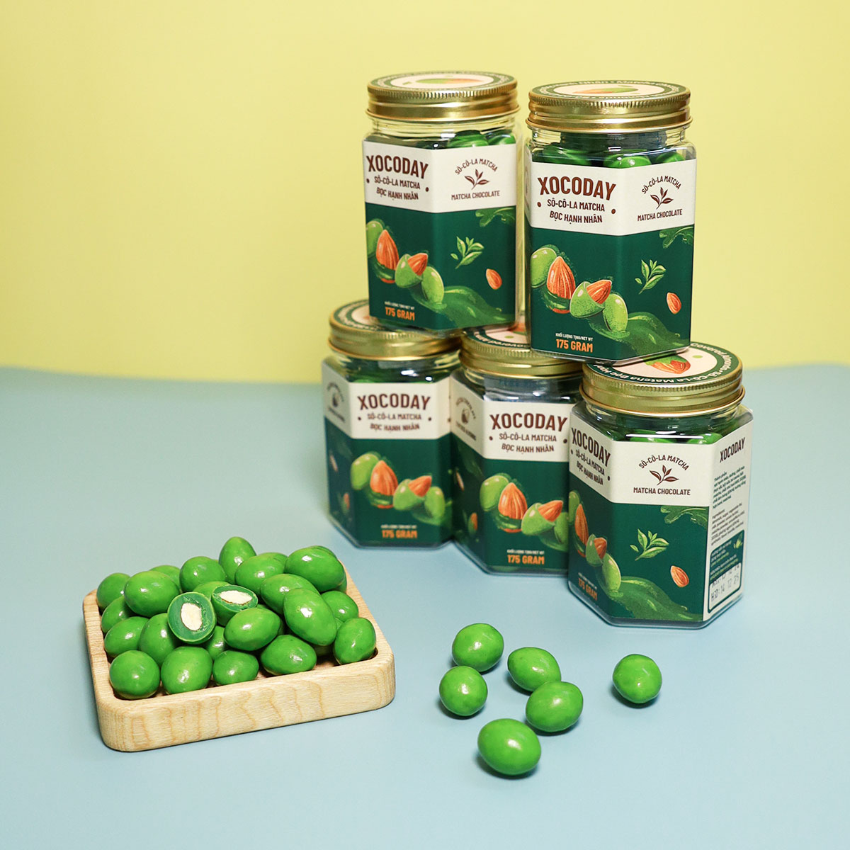 Xocoday Matcha Chocolate Covered with Almonds - 175g Jar - Heyday ...