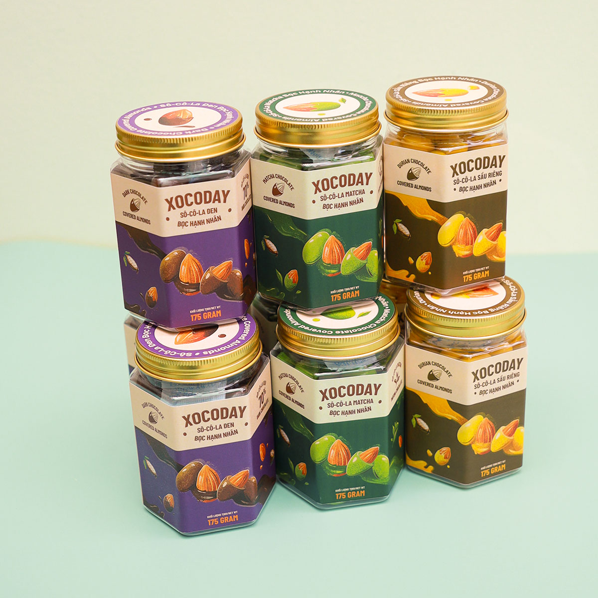 Xocoday Matcha Chocolate Covered with Almonds - 175g Jar - Heyday ...