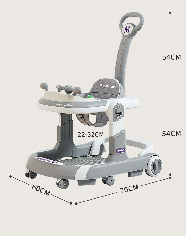 U-shaped baby walker with adjustable height, foldable, with speed ...
