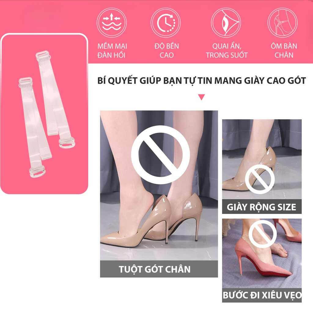 Transparent silicone hidden shoe straps with clasps to increase or ...