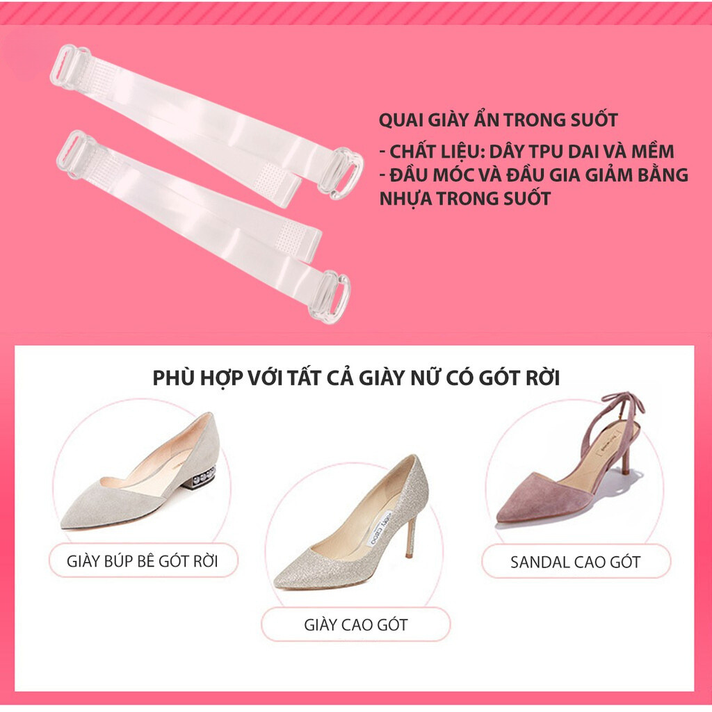 Transparent silicone hidden shoe straps with clasps to increase or ...